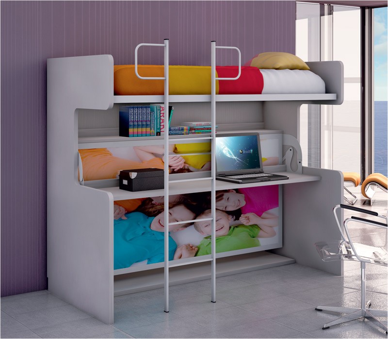 Litera con cama Abatible y escritorio